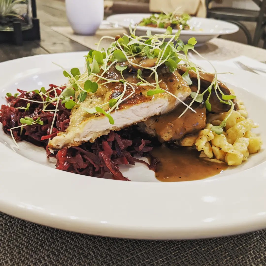 Jagerschnitzel with Homemade Spaetzle, Homemade Jager (Hunter) Gravy ...